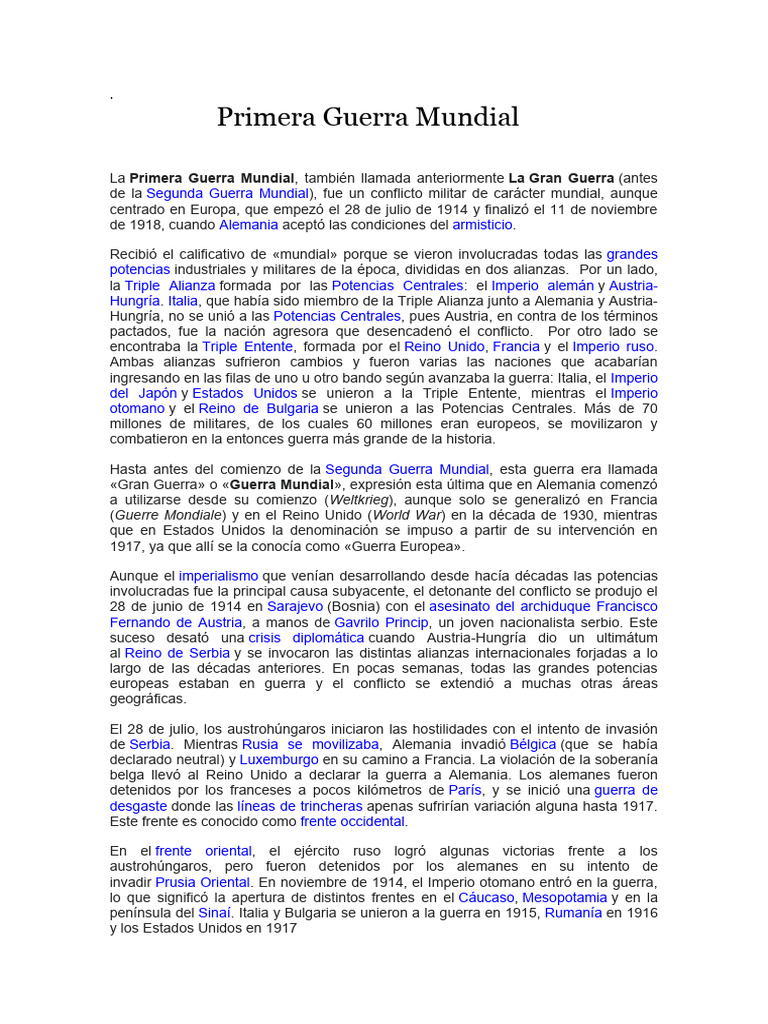 Primera Guerra Mundial | PDF | Primera Guerra Mundial | Austria Hungría