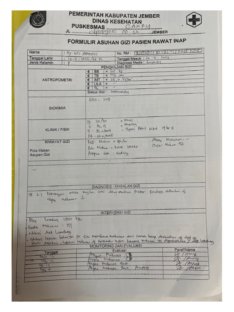 Bukti CPPT Edukasi Gizi | PDF