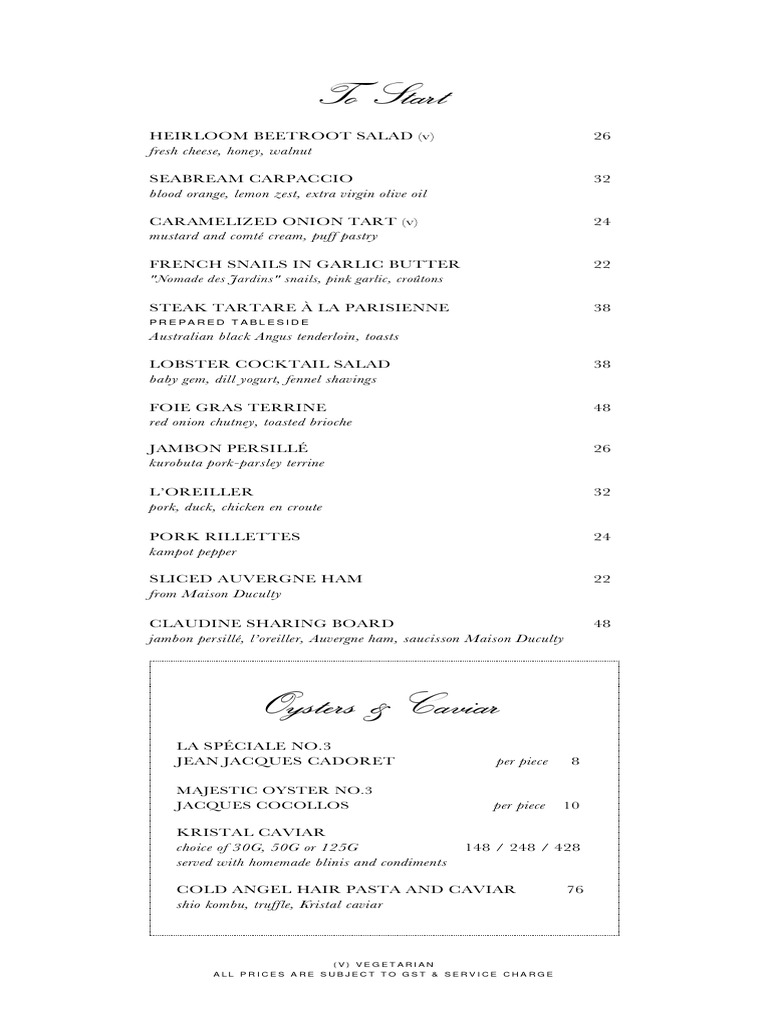 Claudine ALC Menu | PDF | Sauce | Western Cuisine