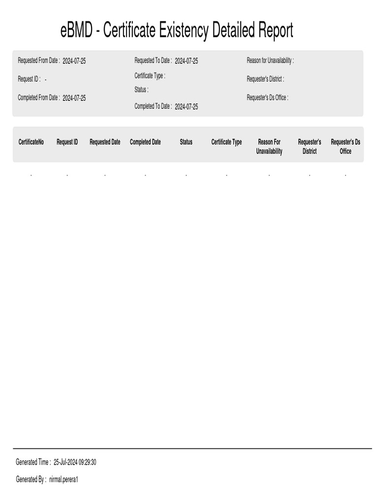 eBMD Certificate Existence Report | PDF