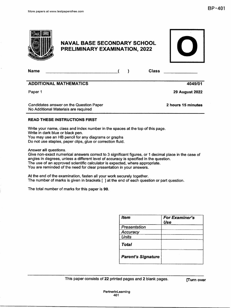 Sec4 2022 AMaths Prelims Navalbase Q | PDF | Career & Growth | Cooking ...