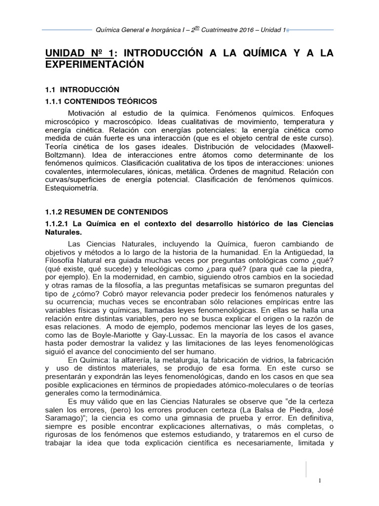 UNIDAD - 1 - 2C-2017 Quimica Inorganica Uba | PDF | Gases | Química