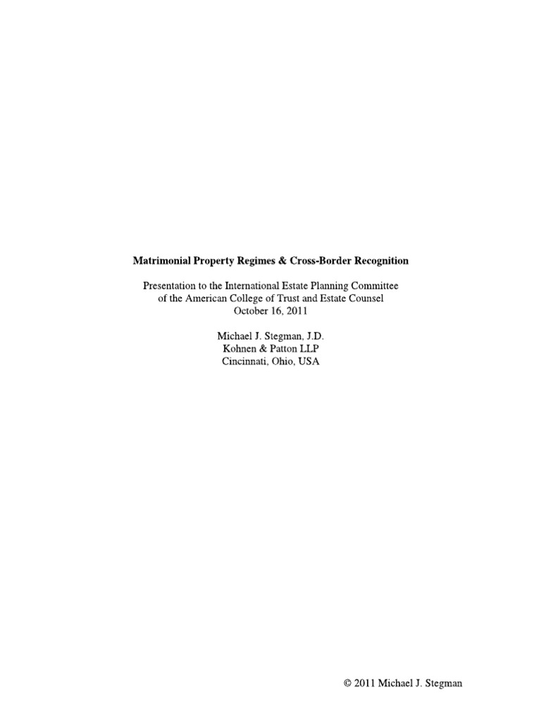 Matrimonial Property Regime | PDF