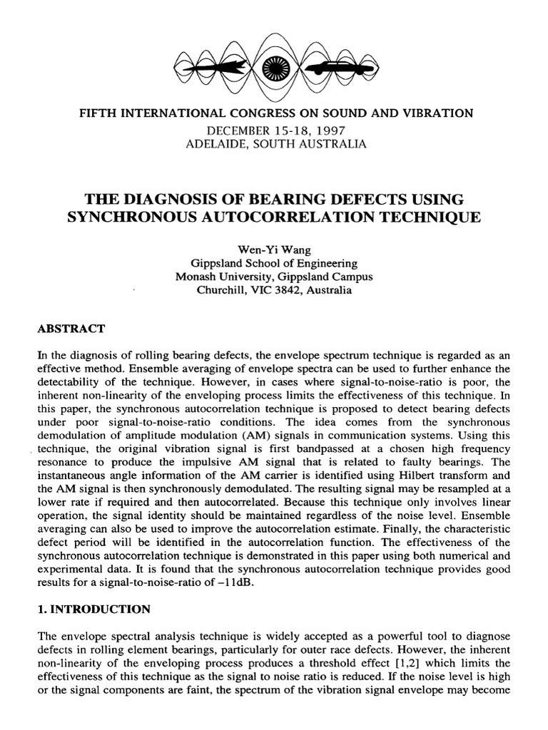 Synchronous Autocorrelation for Bearing Defects | PDF | Signal To Noise ...