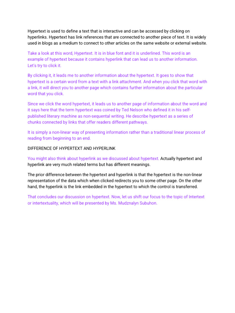 Hypertext and Intertext | PDF