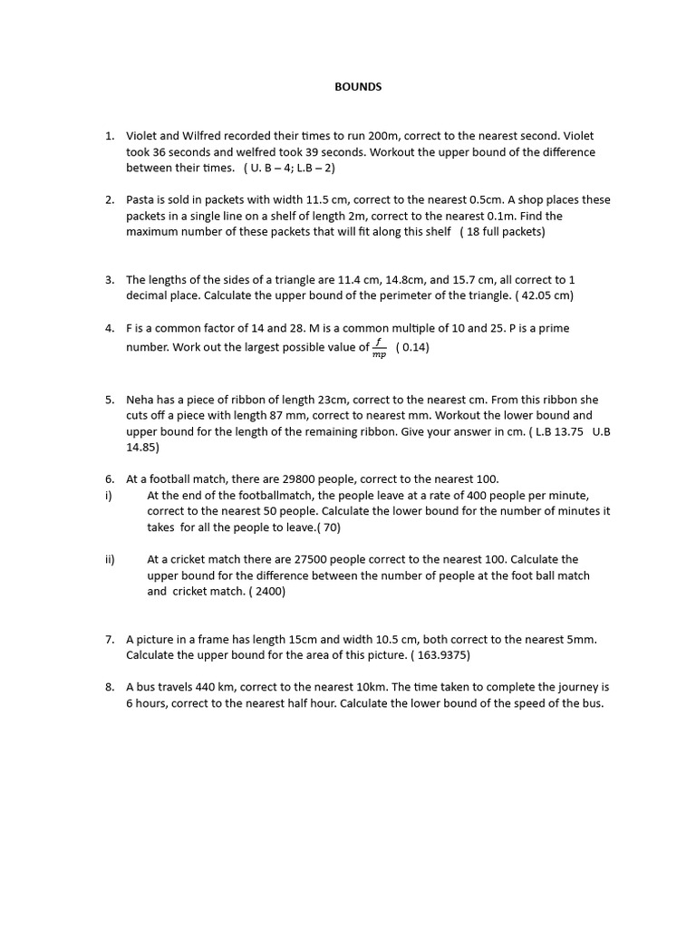 Bounds | PDF | Teaching Methods & Materials