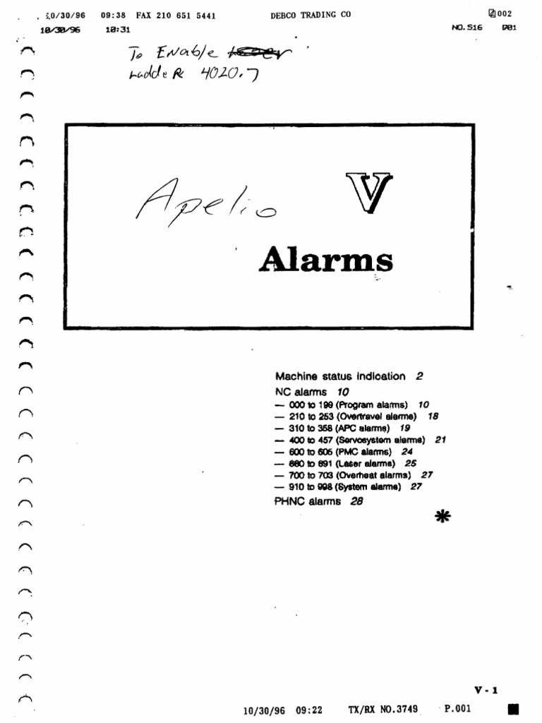 Amada Apelio NC and PHNC Alarm | PDF