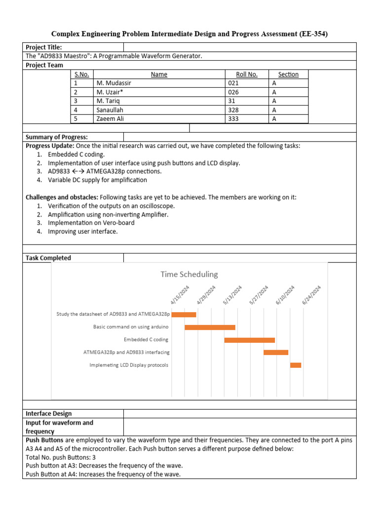 DDS Function Generator Intermediate Design and Progress Assessment ...