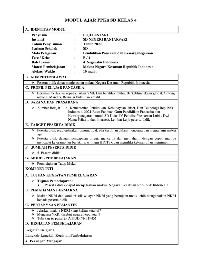 Contoh Modul Ajar Nkri | PDF | Karier & Perkembangan