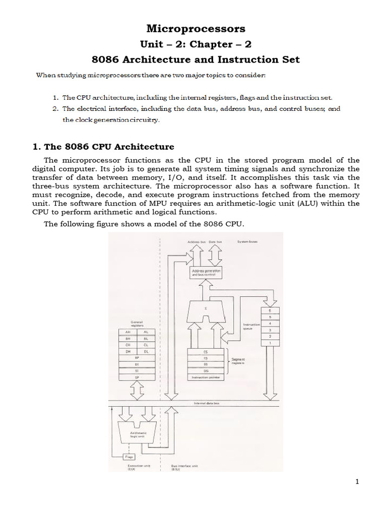 8086 Microprocessor Architecture Guide | PDF | Central Processing Unit ...