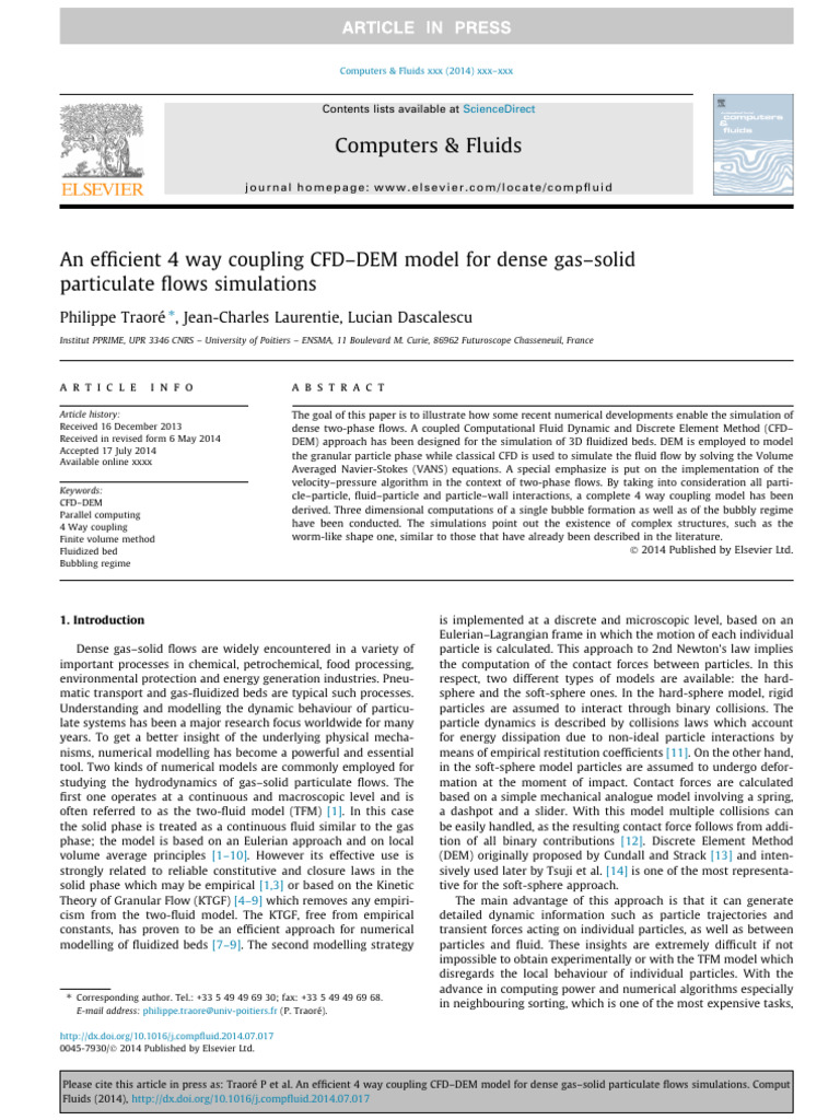 An Efficient 4 Way Coupling CFD-DEM Model For Dense Gas-Solid ...