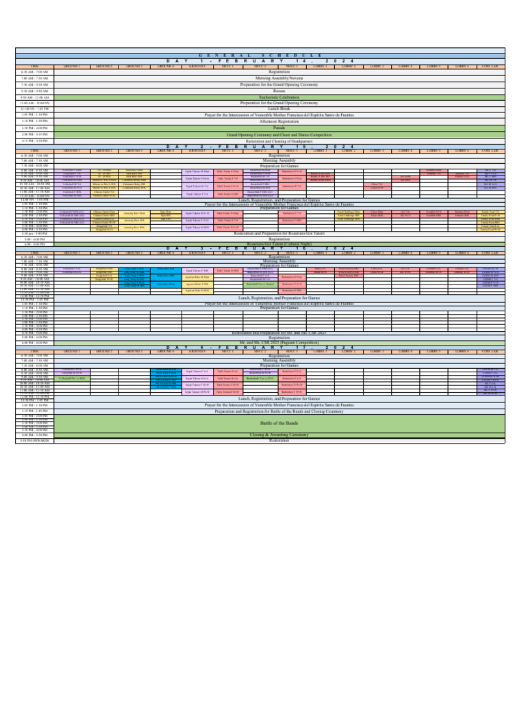 Sched of Games Intrams | PDF | Team Sports | Athletic Sports