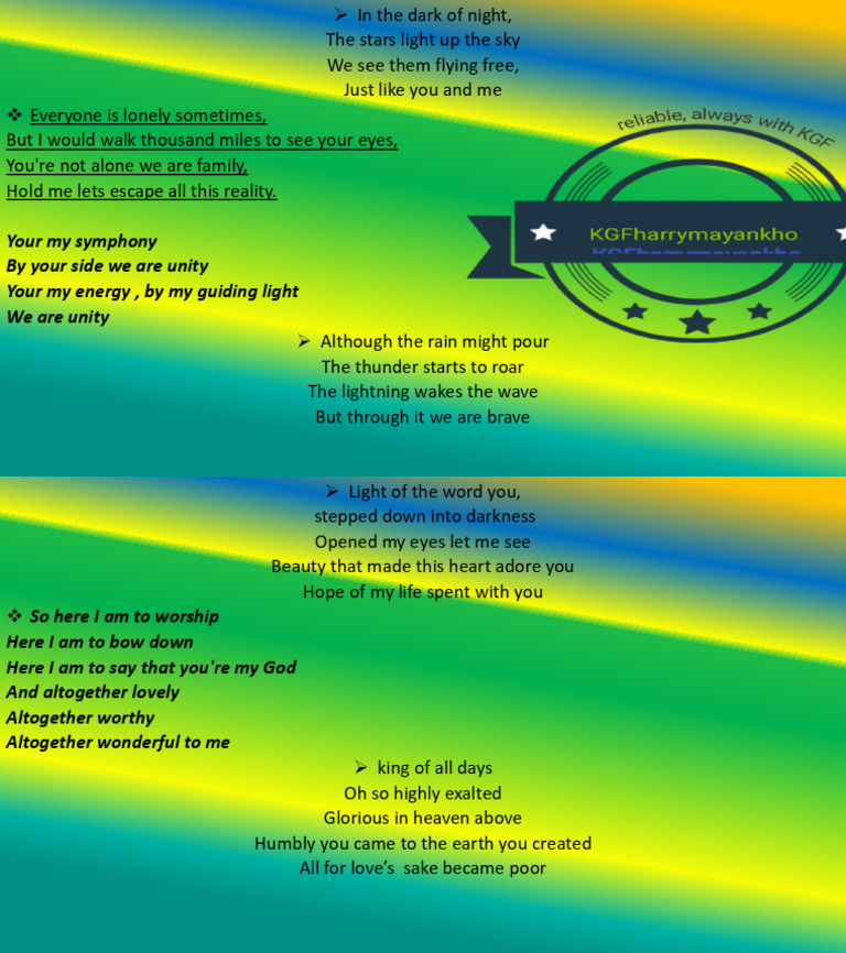 Your My Symphony by Your Side We Are Unity Your My Energy, by My Guiding Light We Are Unity | PDF