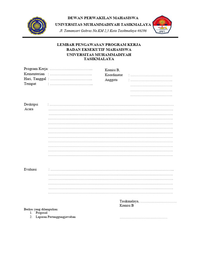 Lembar Pengawasan Program Kerja | PDF