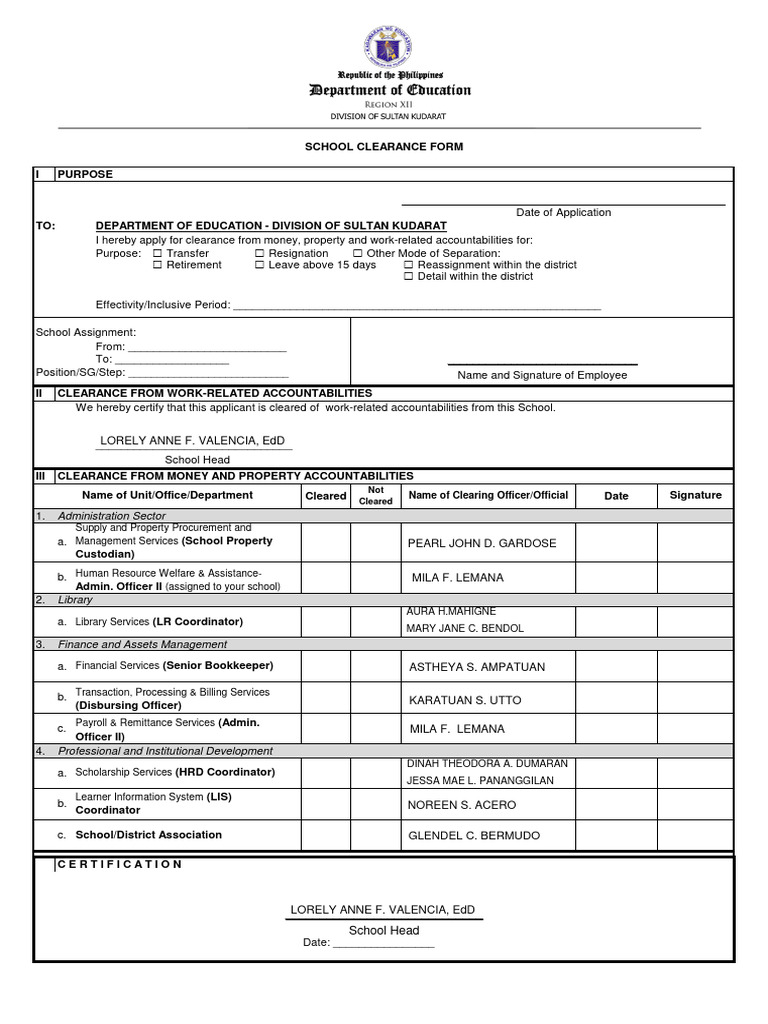 School Clearance Form New | PDF | Economies | Money