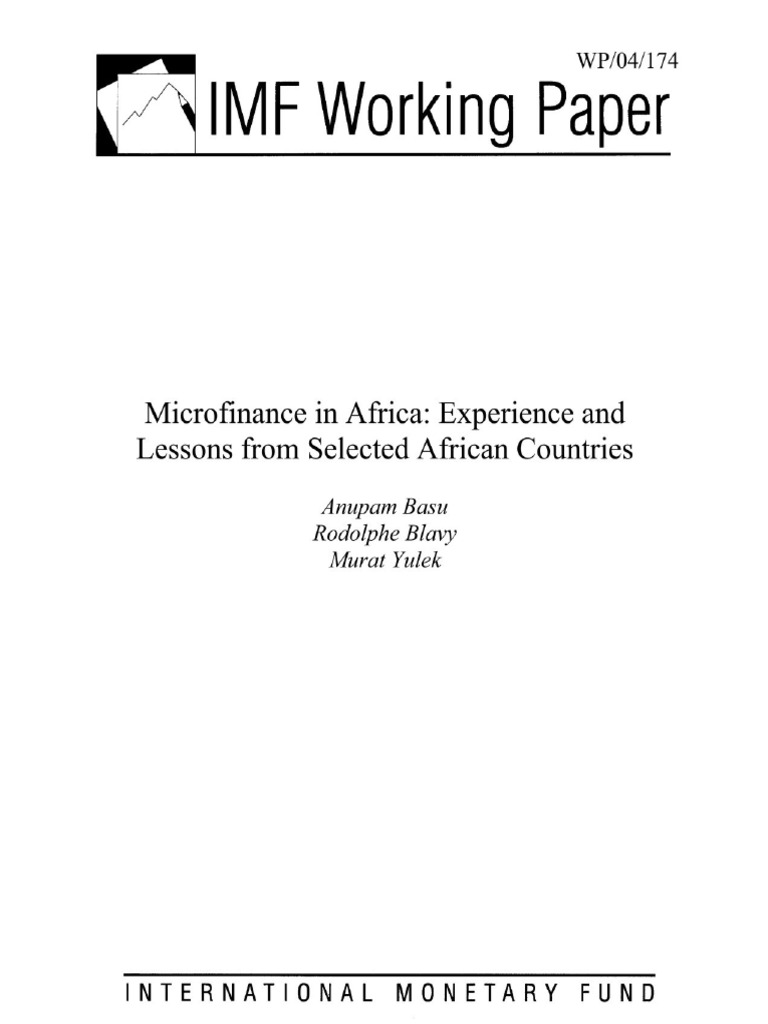 Microfinance in Africa Experience and Lessons From Selected African ...