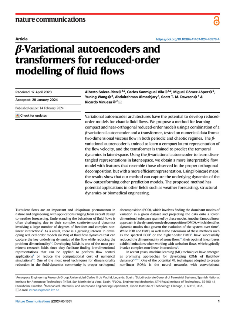 2024 - Solera, Rico Et Al. - β Variational Autoencoders Andtransformers for Reduced ...