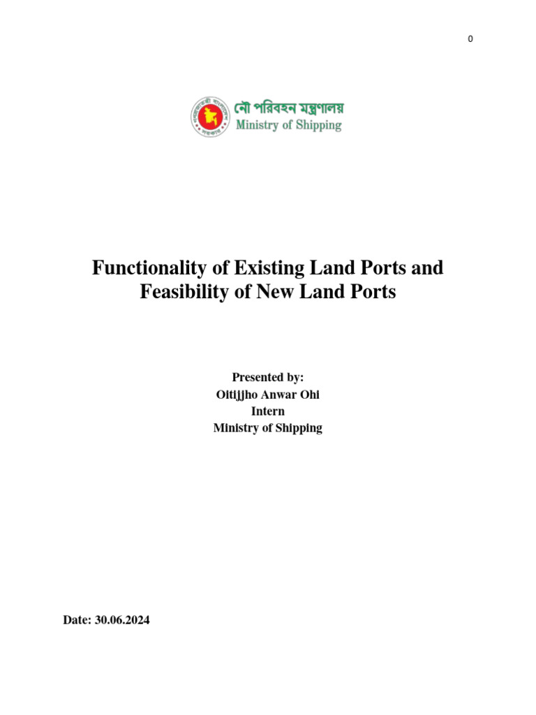 Functionality of Existing Land Ports and Feasibility of New Land Ports ...