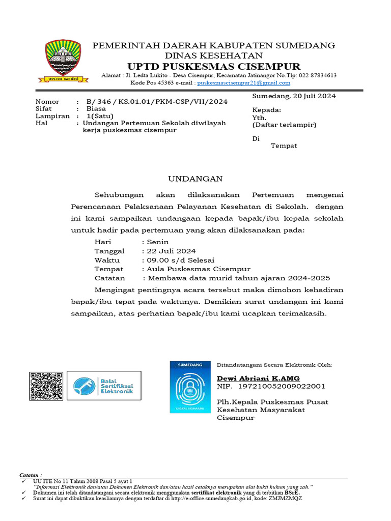 Undangan Sekolah | PDF