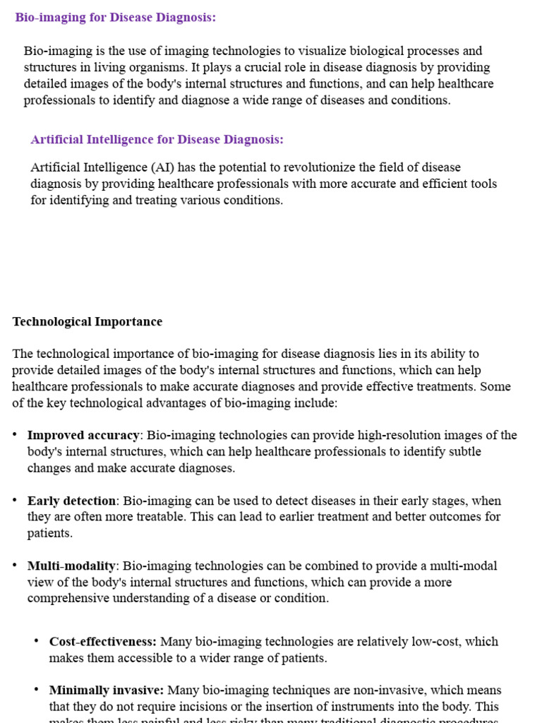 Bioimaging and AI For Disease Diagnosis | PDF | Medical Diagnosis | Artificial Intelligence
