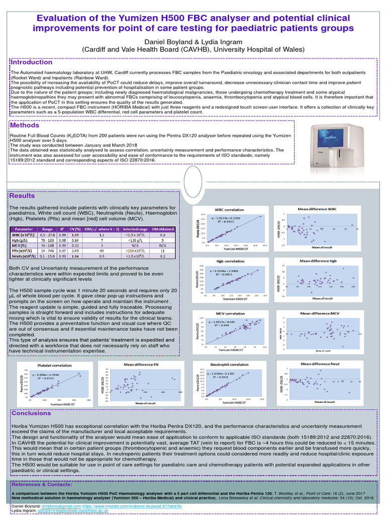 Evaluation of Yumizen H500 for Pediatric FBC | PDF | Patient | Medical ...
