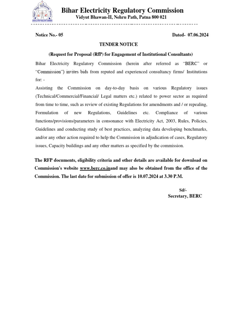 RFP Vide Notice No 05 Dated 07062024 | PDF | Regulatory Compliance ...