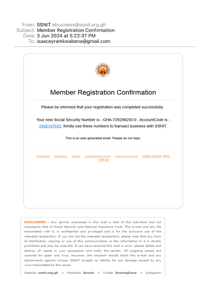 Member Registration Confirmation | PDF