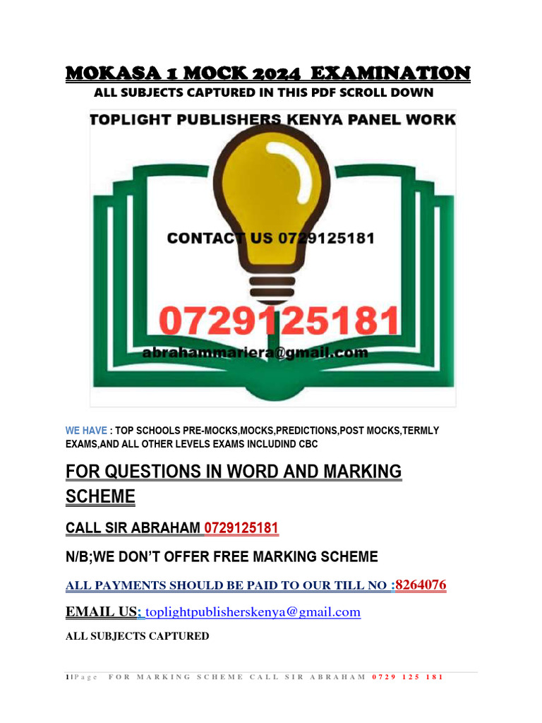 Mokasa 1 Mock 2024 Examination | PDF | Heart | Fertilizer