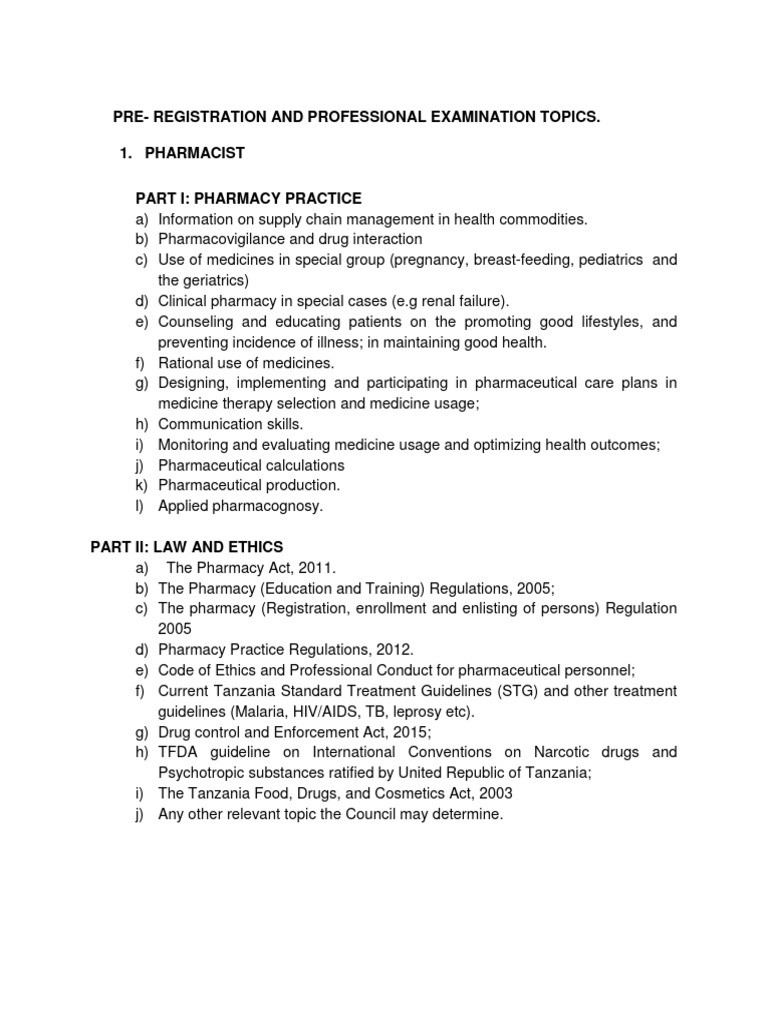 Pharmacy Exam Topics Overview | PDF | Pharmacy | Drugs