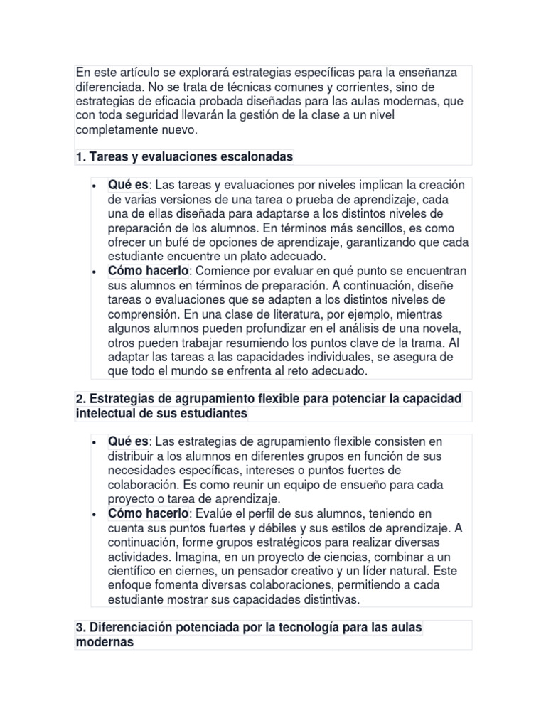 En Este Artã Culo Se Explorarã¡ Estrategias Especã Ficas para La Enseã ...