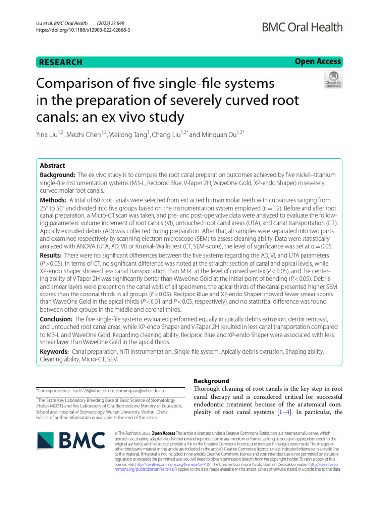 Comparison of Five Single-File Systems in The Preparation of Severely ...
