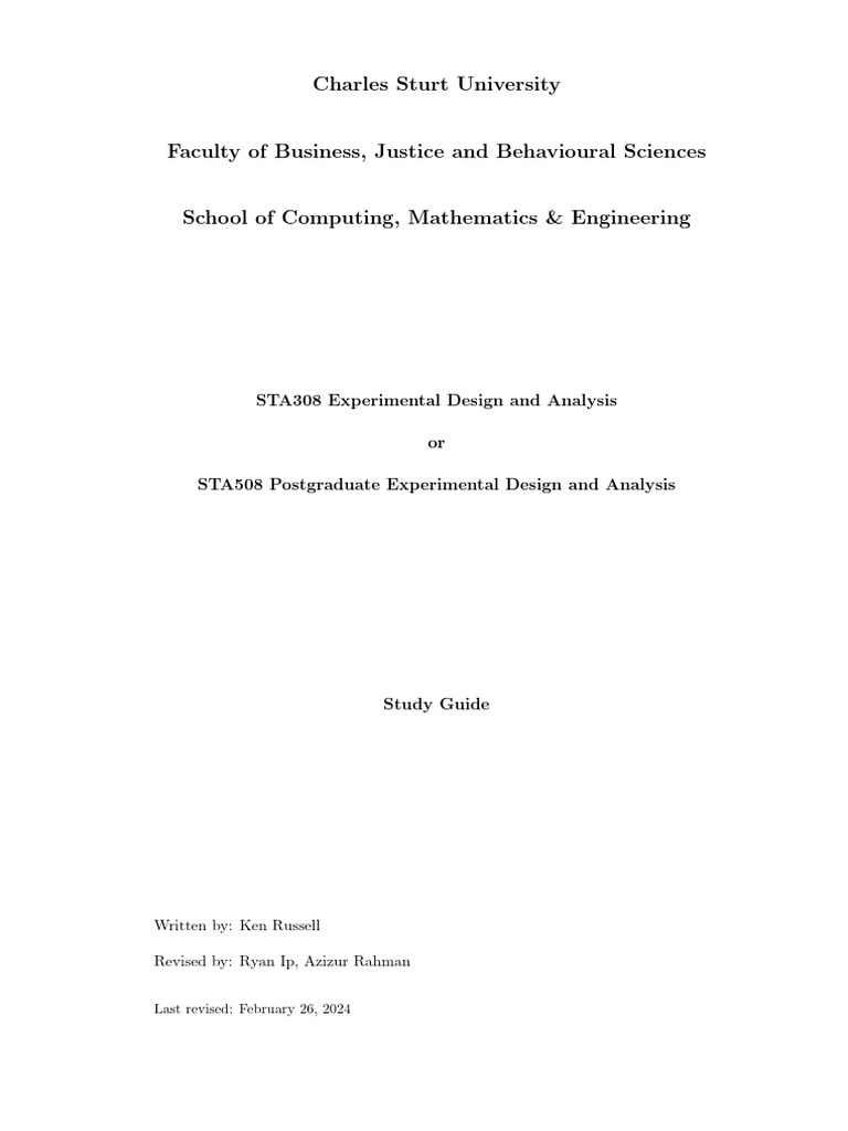 STA508 Study Guide 2024-02-27 00 - 51 - 51 | PDF | Regression Analysis ...
