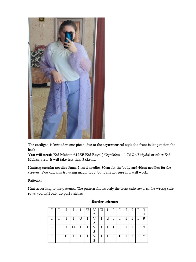 Asymmetrical Cardigan Knitting Pattern | PDF | Knitting | Woolen Clothing