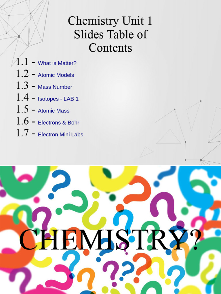 Chemistry - Unit 1 Slides | PDF | Atoms | Atomic Nucleus