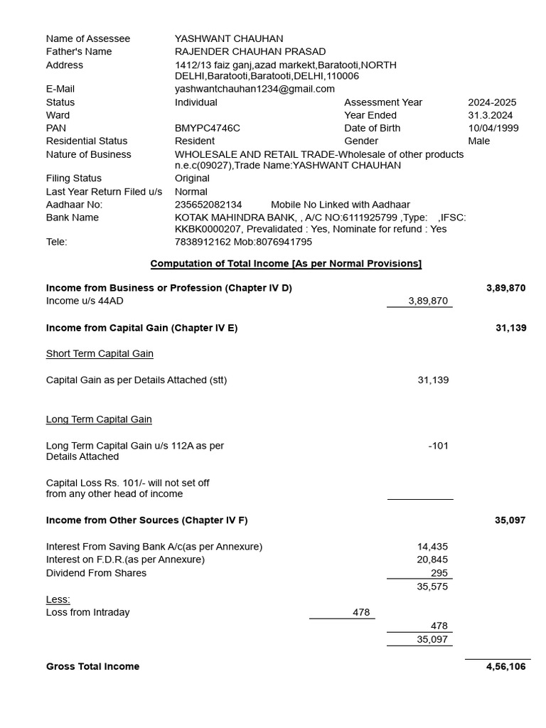 Drafted Computation - Yashwant | PDF | Revenue | Dividend