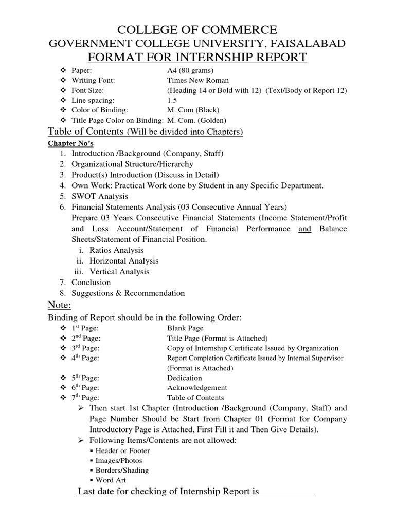 Internship Report Format Guide | PDF | Business