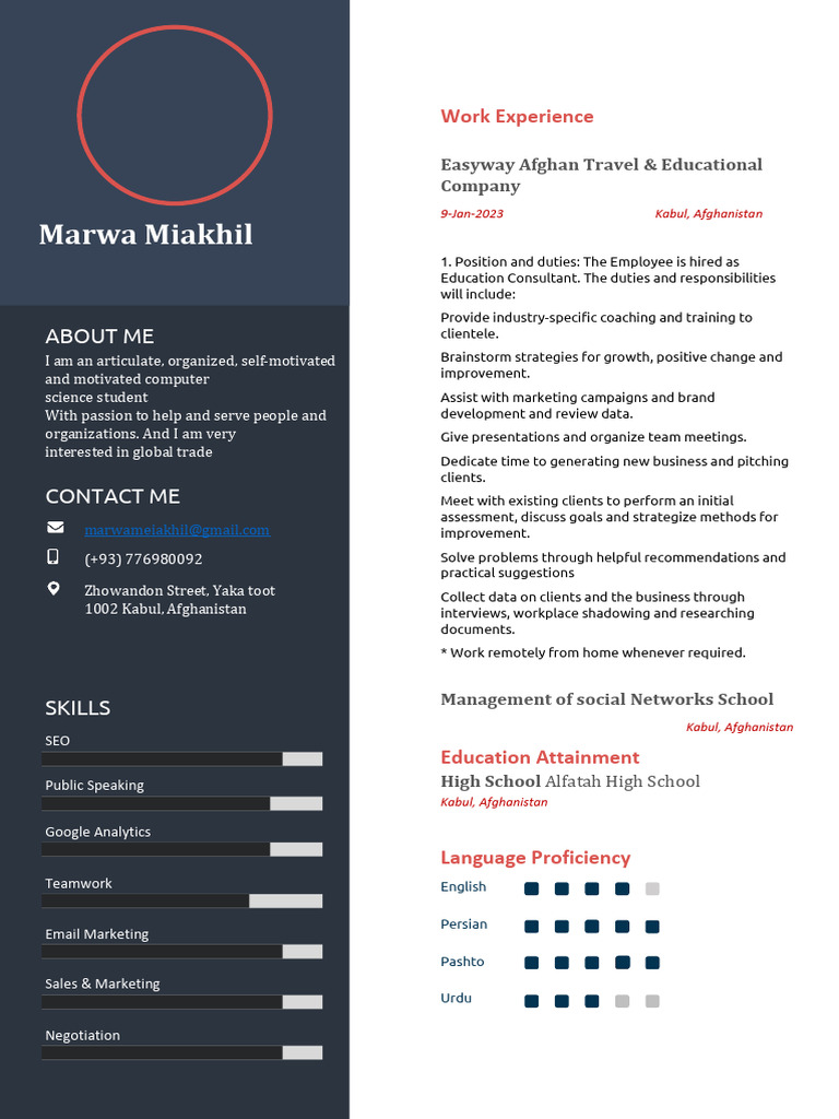 Best Resume Template Marwa | PDF | Afghanistan | Business