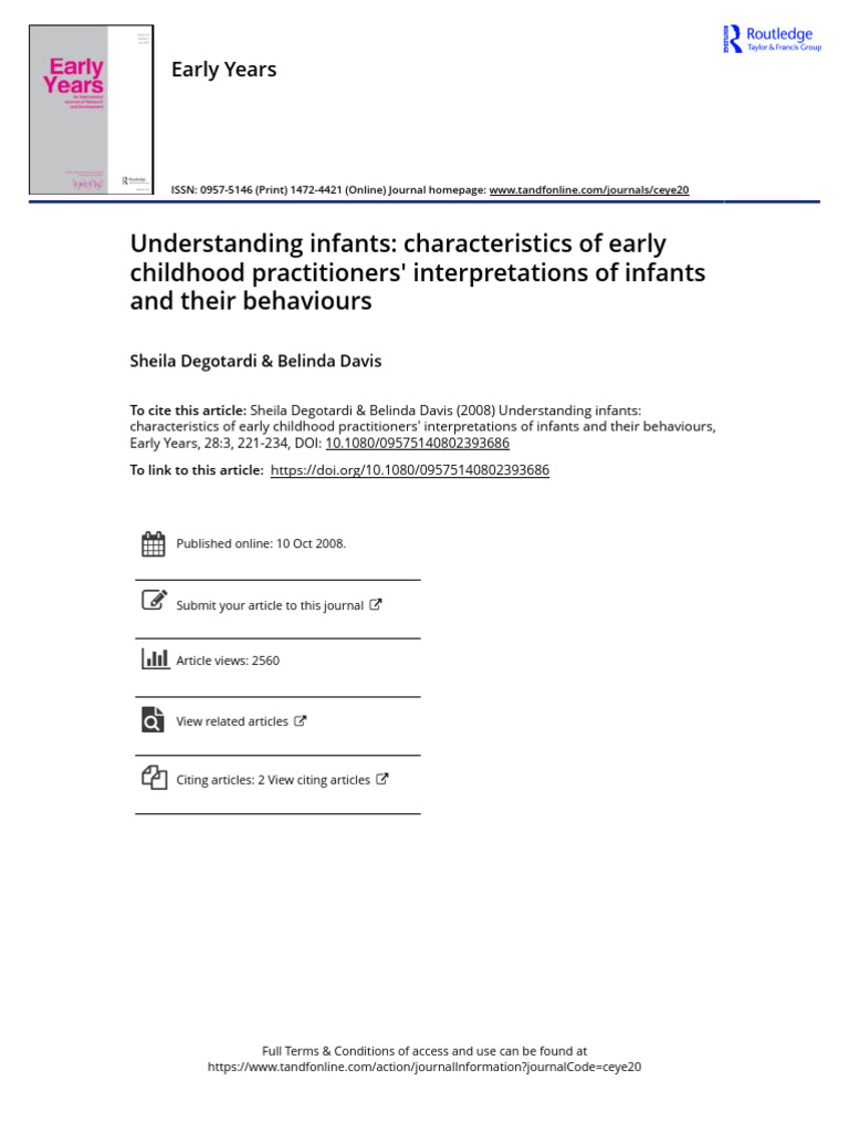 Understanding Infants Characteristics of Early Childhood Practitioners ...