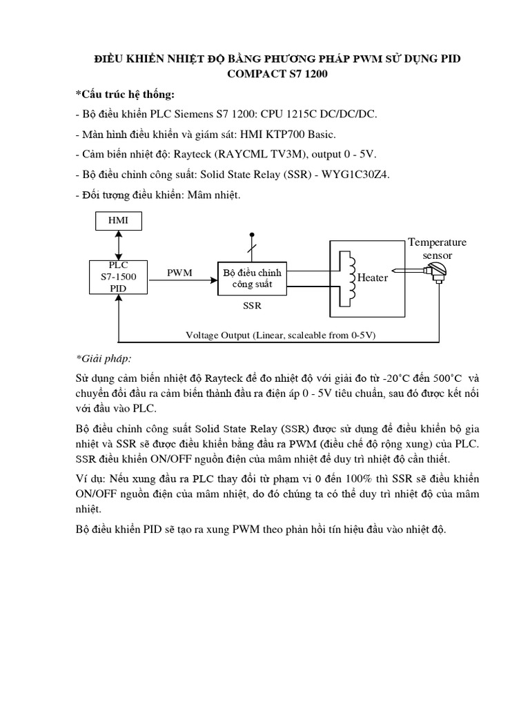 ĐIỀU KHIỂN NHIỆT ĐỘ BẰNG PHƯƠNG PHÁP PWM PID COMPACT S7 1200 | PDF