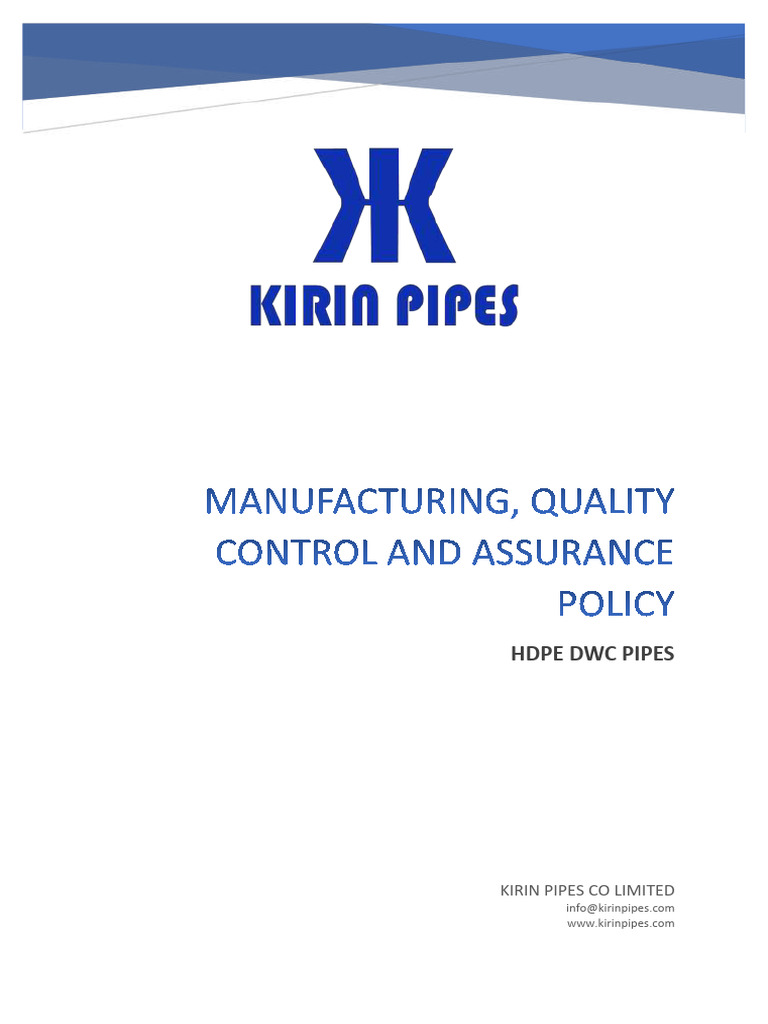 Kirin Manufacturing, Quality Assurance and Control | PDF | Pipe (Fluid ...