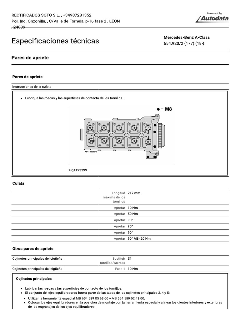 Especificaciones Técnicas OM 654 | PDF
