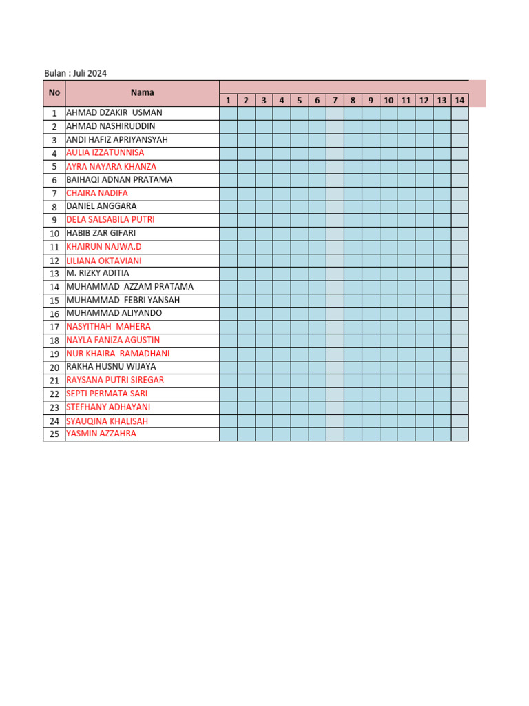 Rekap Absensi Juli 2024 | PDF