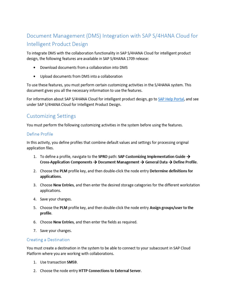 Features in DMS To Integrate With SAP S4HANA Cloud For Intelligent Produ... | PDF | Cloud ...