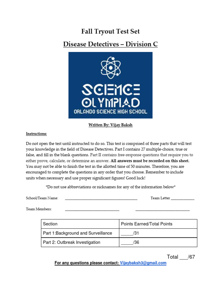 Disease Detectives Test | PDF | Infection | Malaria