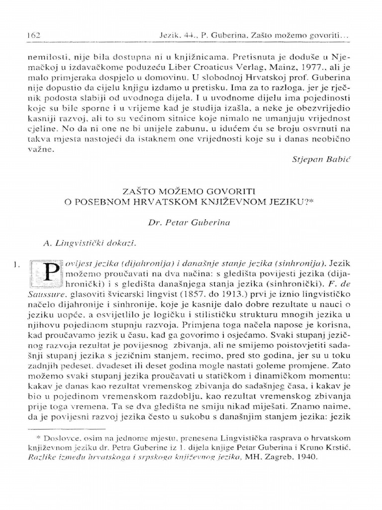 Posebni Hrvatski Književni Jezik | PDF