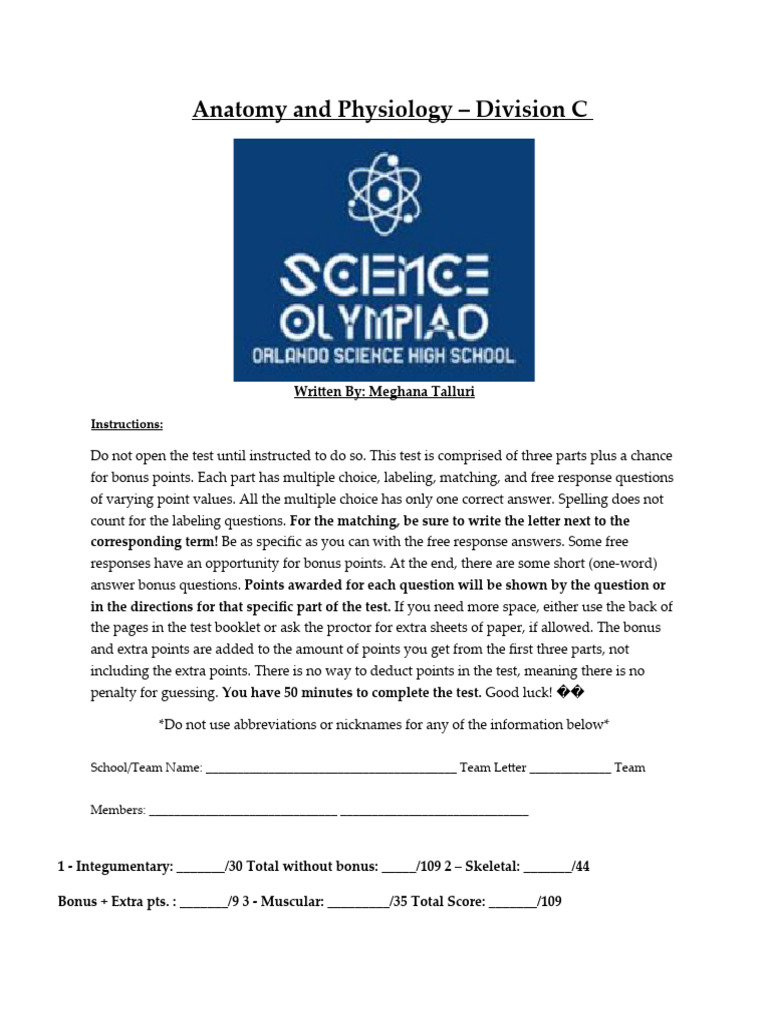 Anatomy - Physiology Test | PDF | Muscle Contraction | Muscle