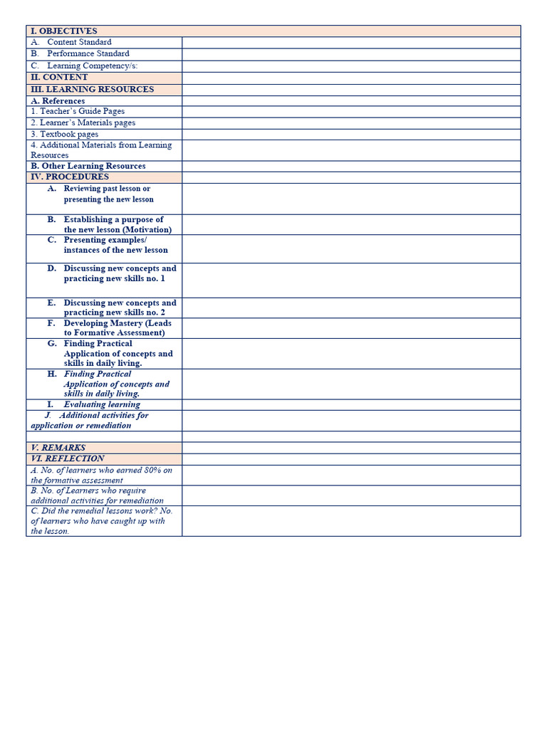 Lesson Plan Format For Demo | PDF