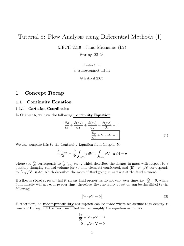 MECH2210 Tutorial 8 Solution | PDF | Vortices | Coordinate System