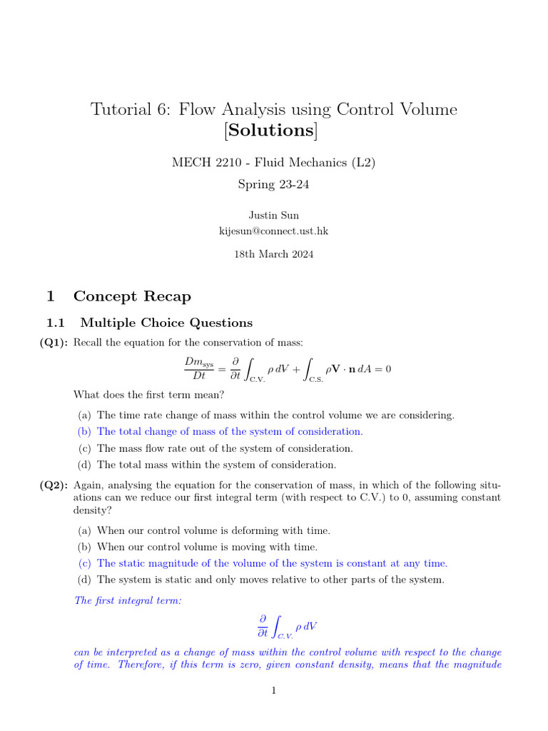 Flow Analysis Control Volume Tutorial | PDF | Fluid Dynamics | Momentum