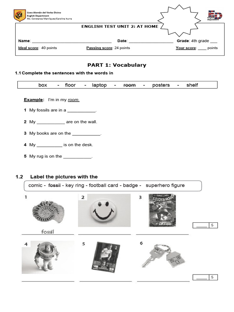 English Test Unit 2 4th Grade | PDF